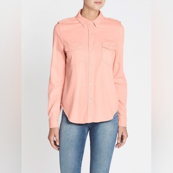 Frame Denim | Tops | Frame Light Pink Denim Military Shirt | Poshmark